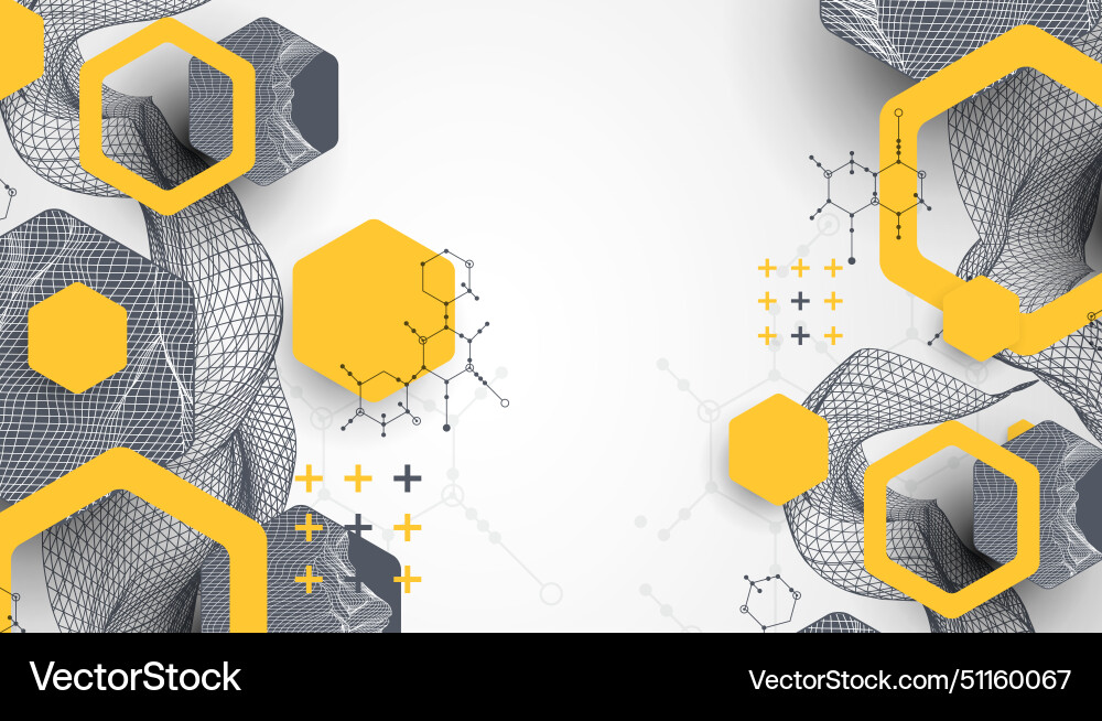 Scientific and technological background wireframe Vector Image