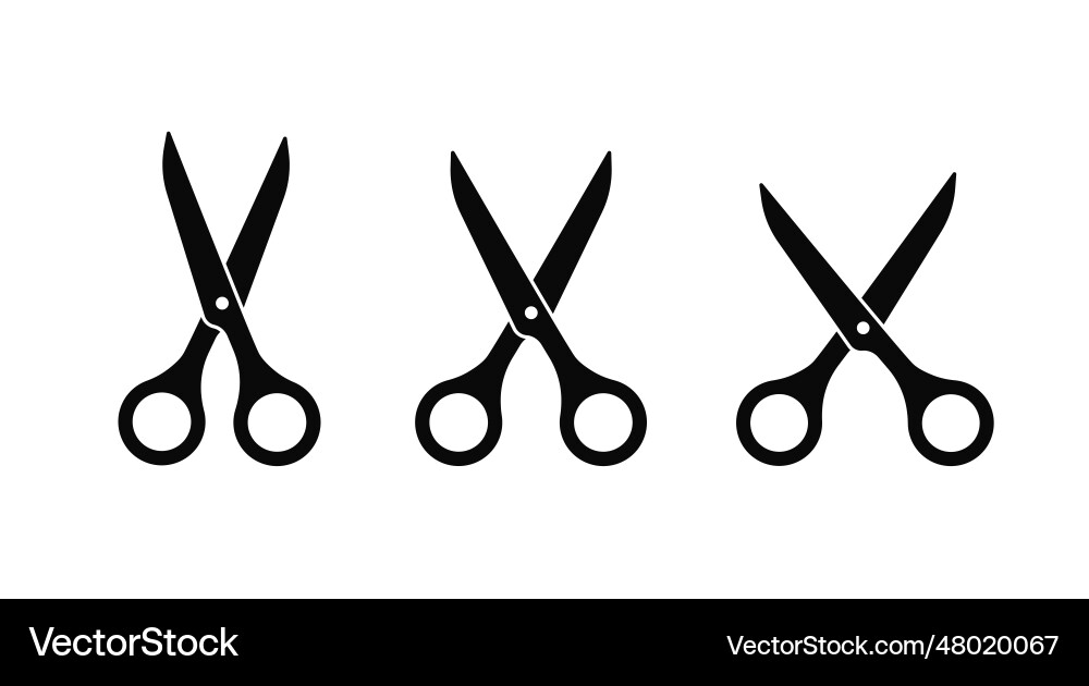 Scissor line icon set black scissors cut lines Vector Image