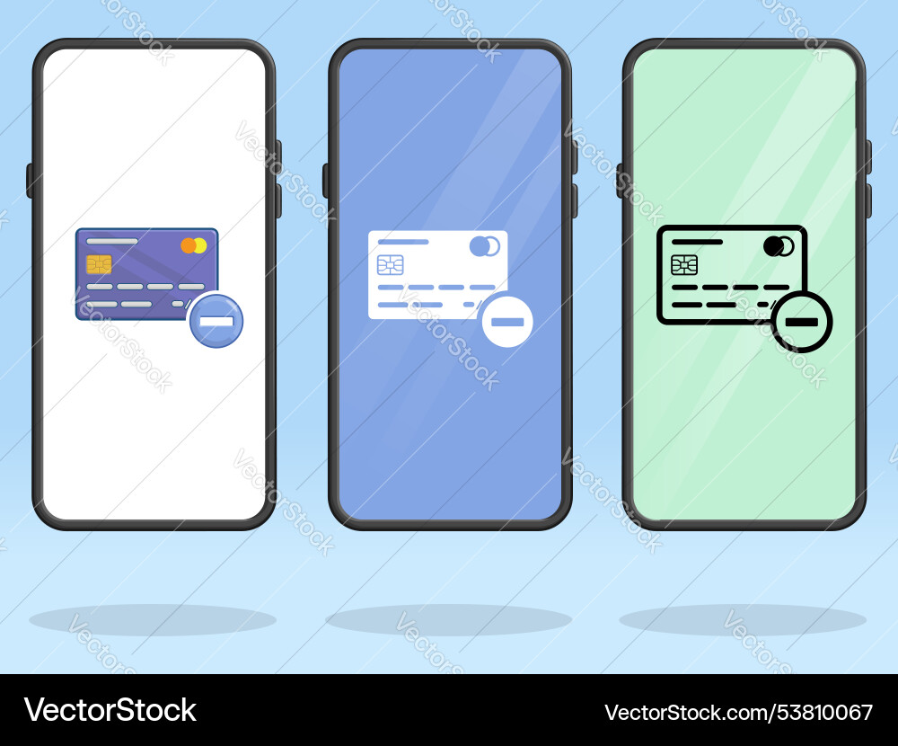 Smartphone credit card minus payment removal Vector Image