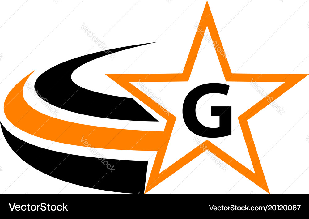 Star swoosh letter g Royalty Free Vector Image