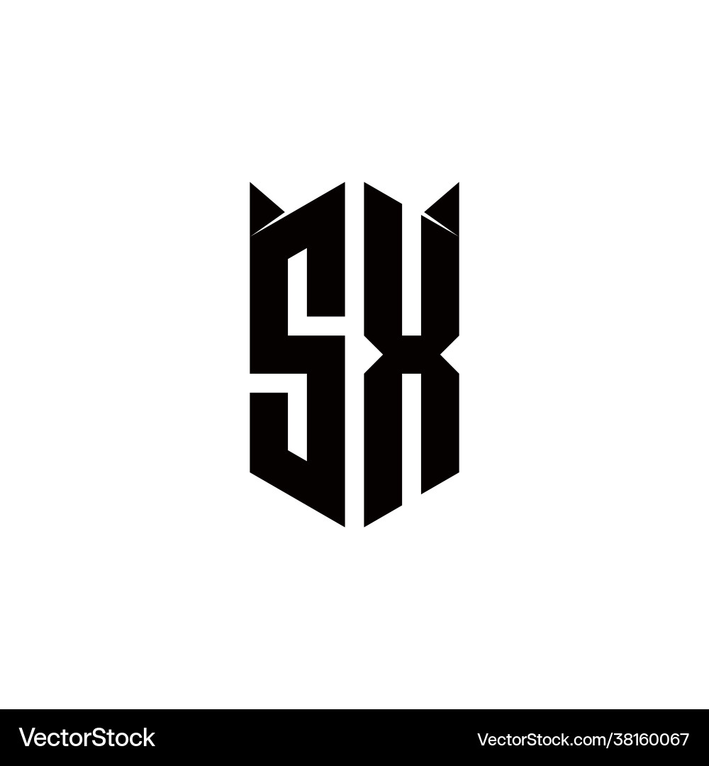 Sx logo monogram with shield shape designs Vector Image