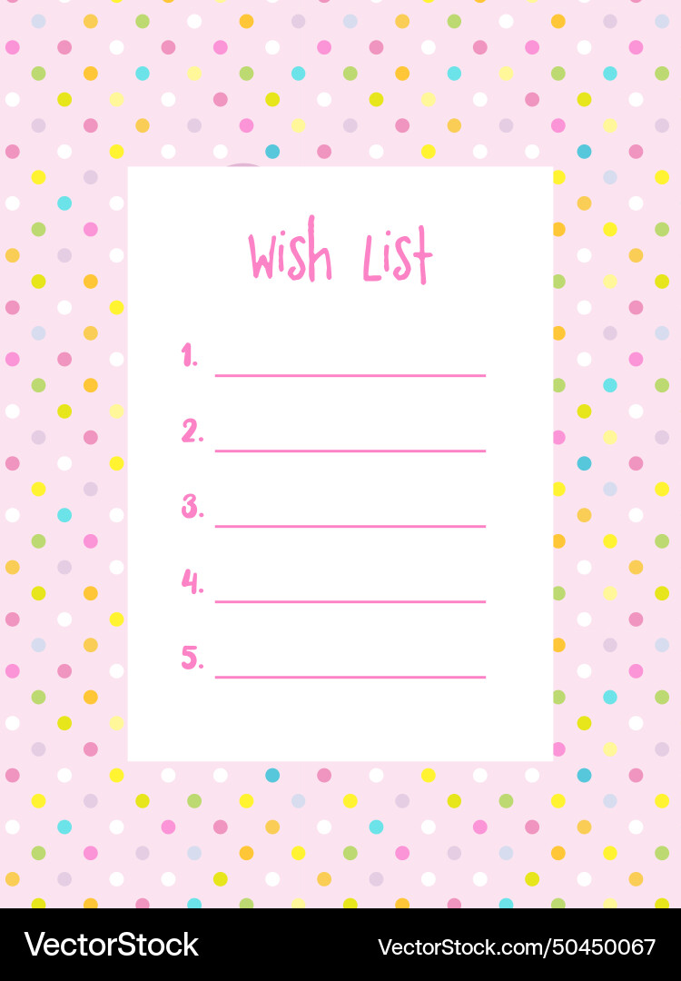 Wish list template printable floral design Vector Image