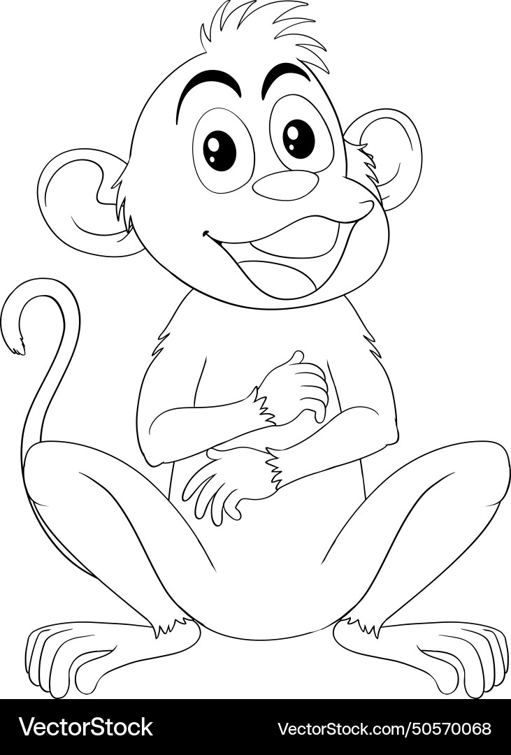 A happy sitting monkey Royalty Free Vector Image