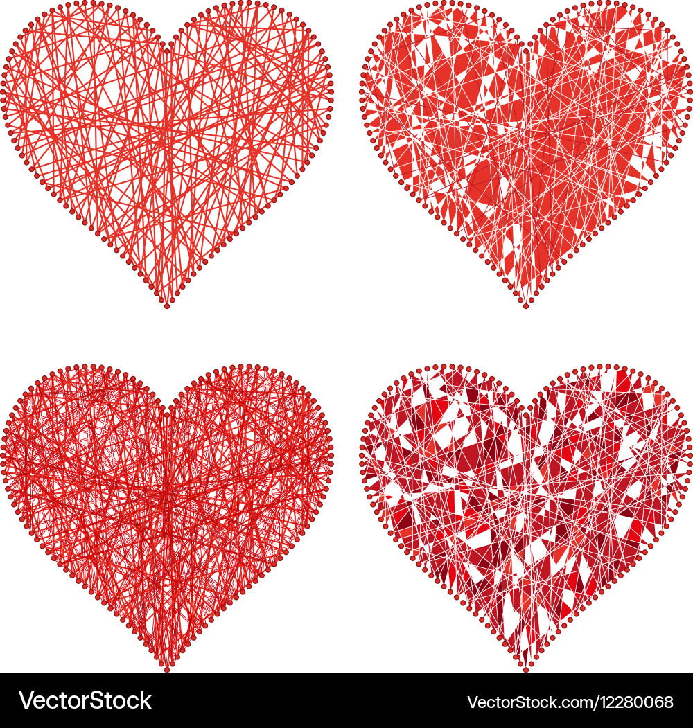 Abstract heart shape symbol made from string set Vector Image