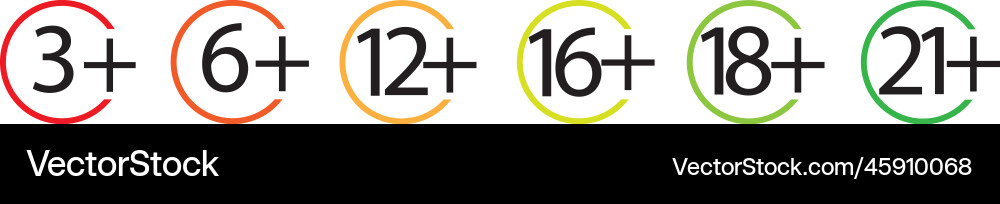 Age restriction signs mark limit Royalty Free Vector Image