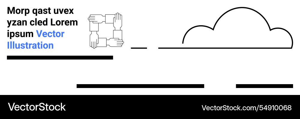 Collaborative hands forming square with cloud Vector Image