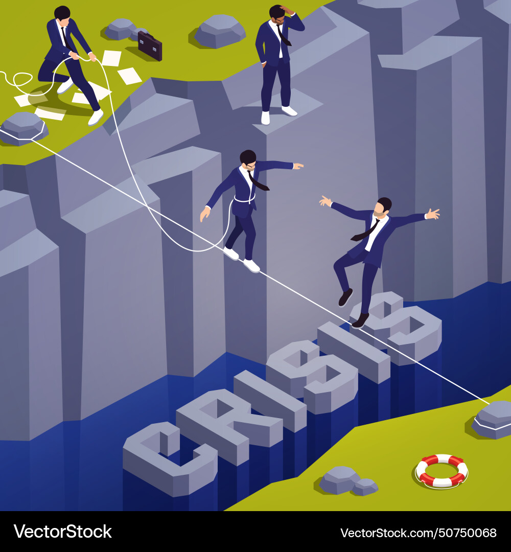 Crisis management isometric Royalty Free Vector Image