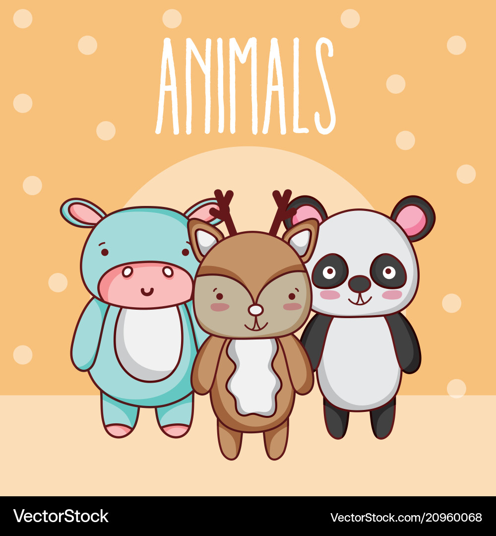 Cute animals friends cartoon Royalty Free Vector Image