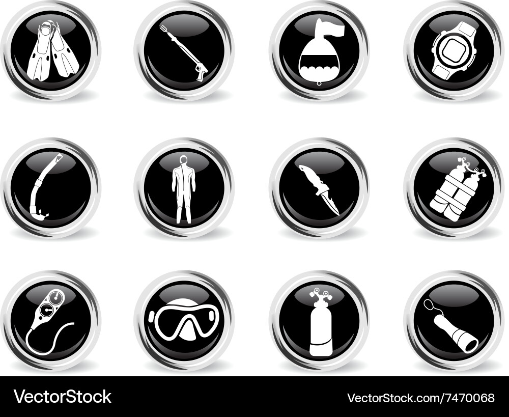 Diving icon set Royalty Free Vector Image - VectorStock
