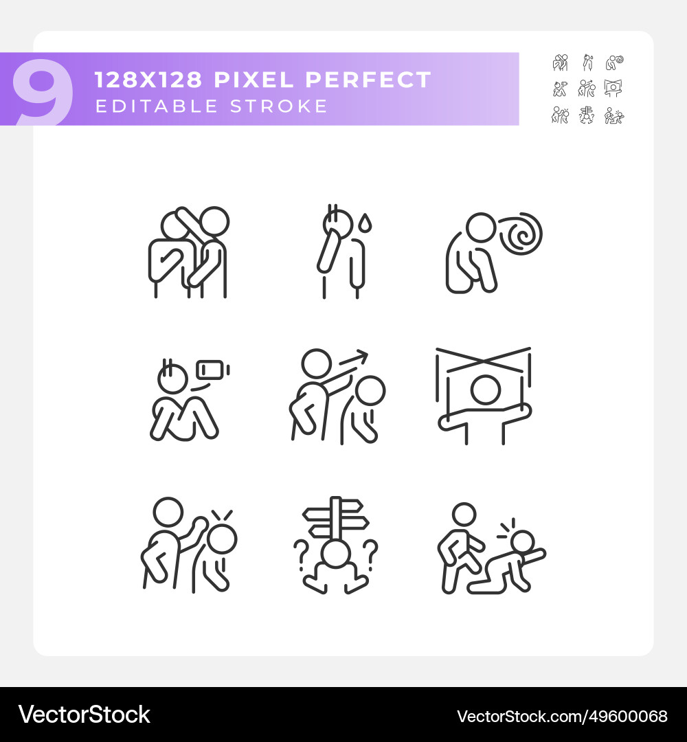 Editable pixel perfect psychology icons set Vector Image