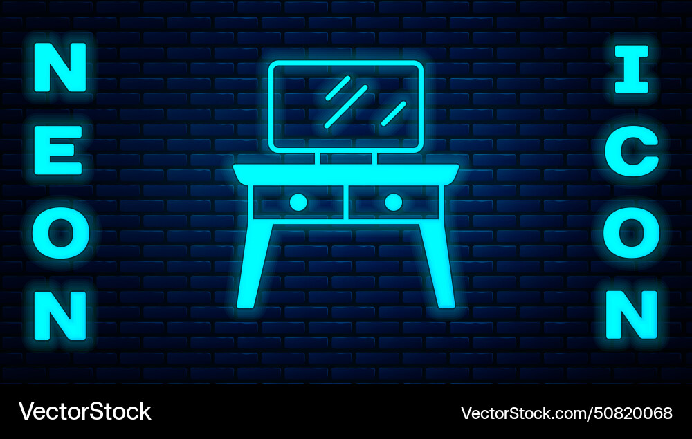Glowing neon dressing table icon isolated Vector Image