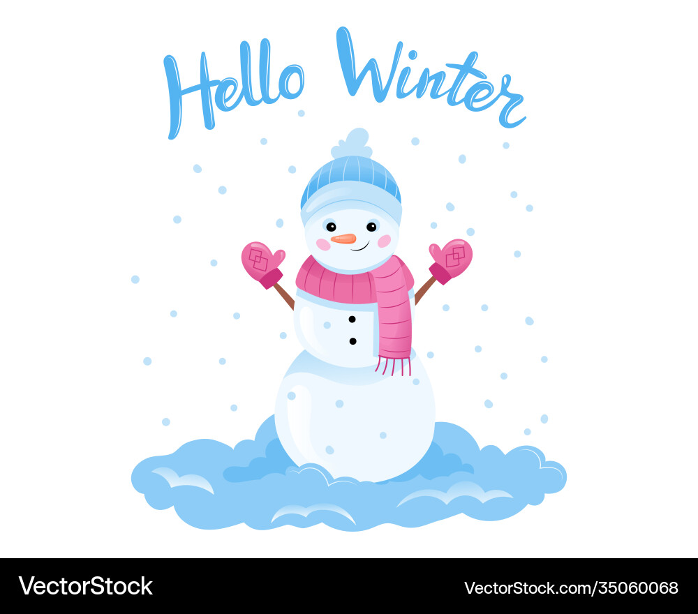 Hello winter placard type Royalty Free Vector Image
