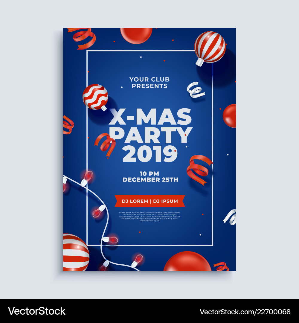 Merry christmas party layout poster template Vector Image