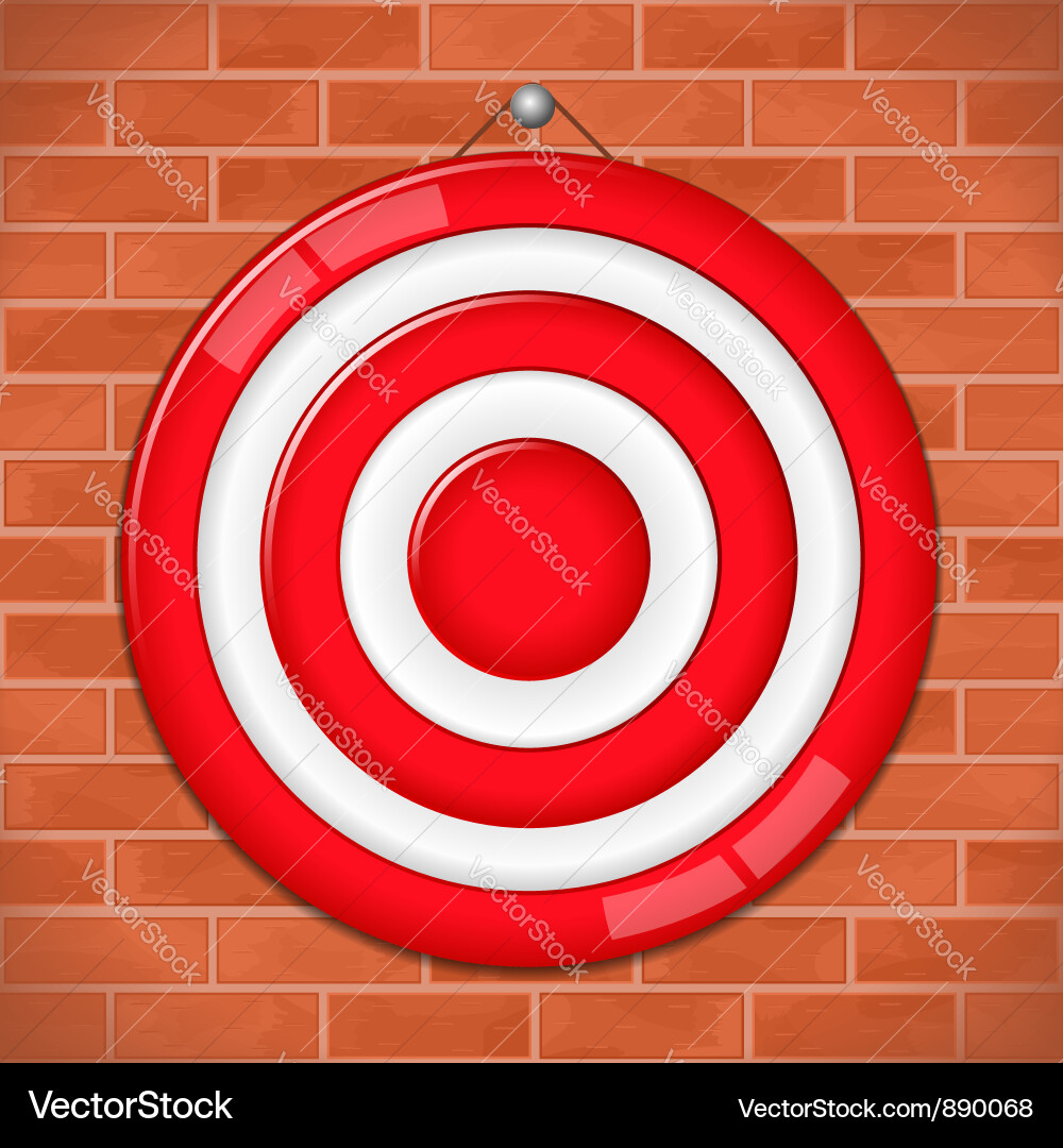 Red target on brick wall Royalty Free Vector Image
