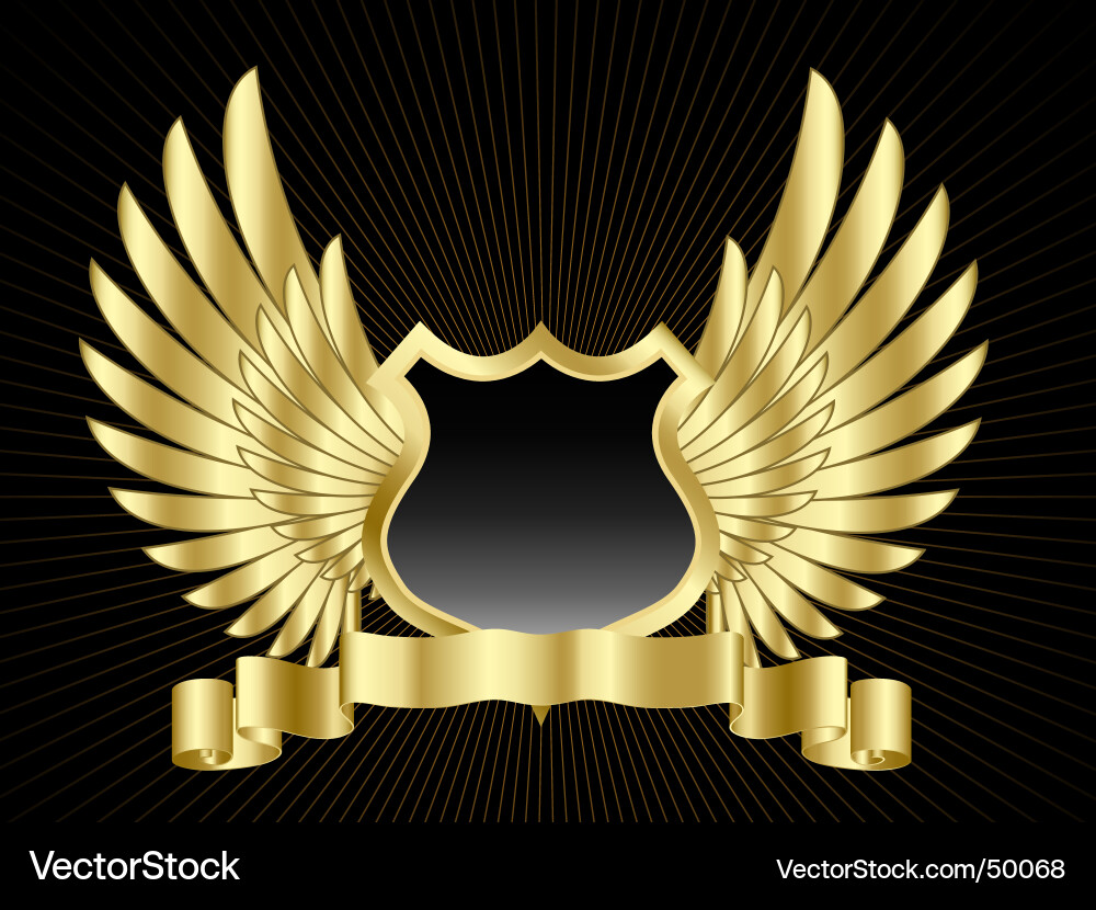 Vector Shield And Wing Wings Logo Design, Shield Wings Vector, Bird...