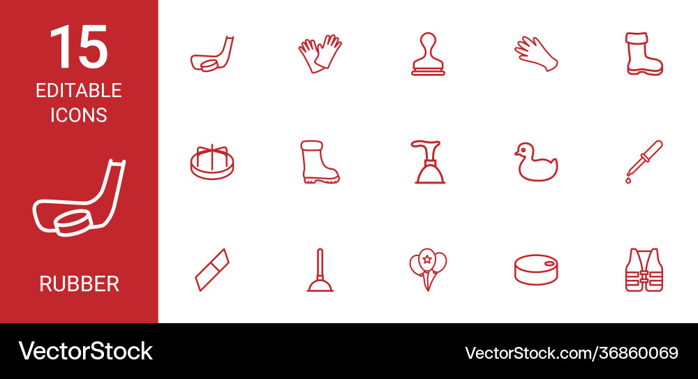15 rubber icons Royalty Free Vector Image - VectorStock