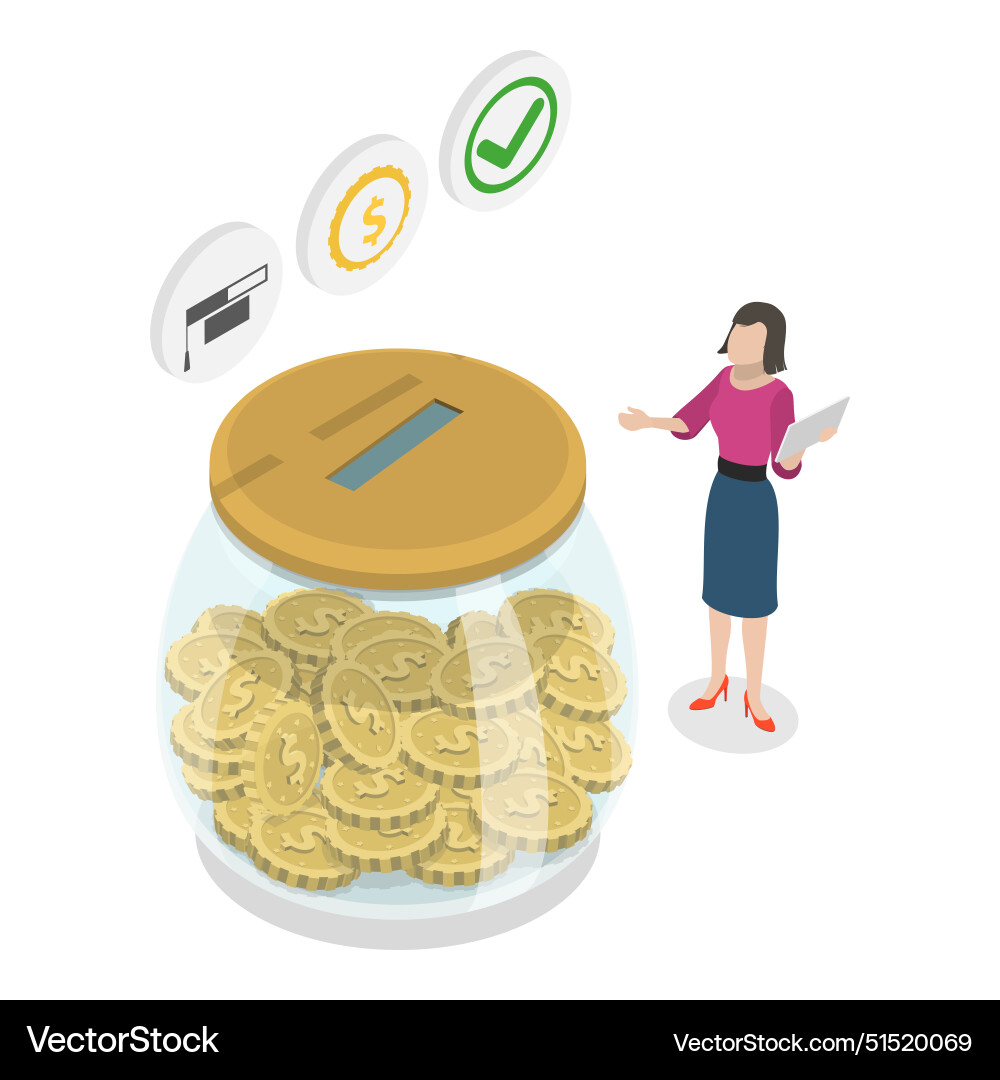 3d isometric flat of investment Royalty Free Vector Image