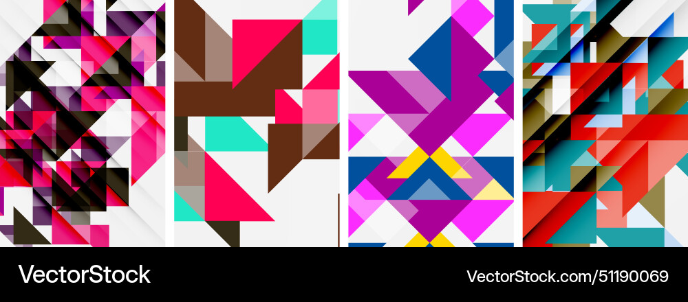 A collage of four different colored triangles on a