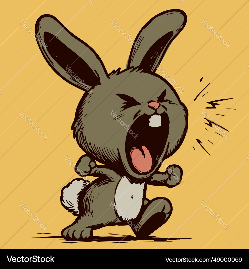 A small angry bunny screaming Royalty Free Vector Image