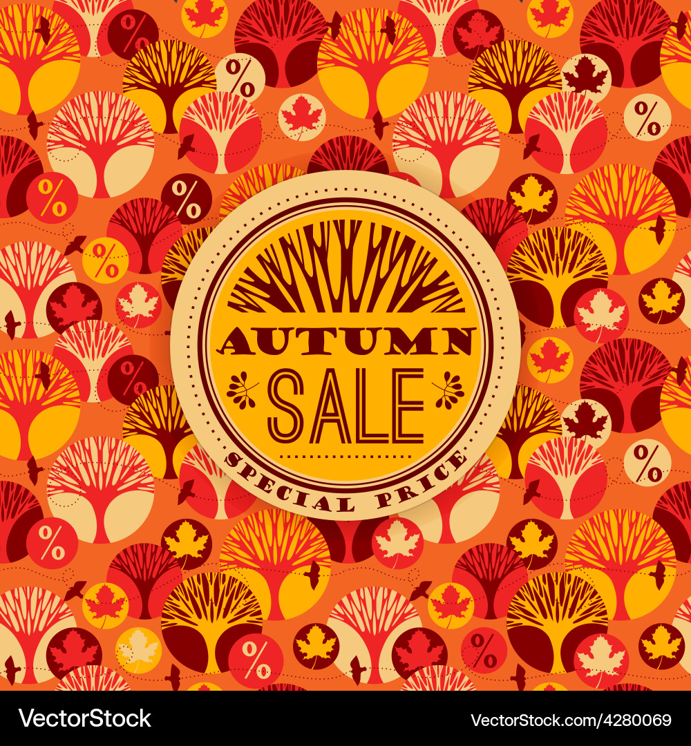 Autumn pattern with sale typography Royalty Free Vector