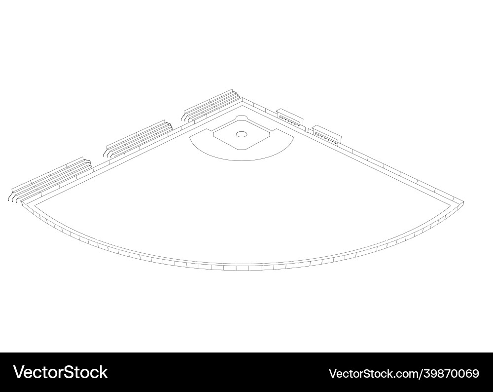 Baseball field contour from black lines isolated Vector Image
