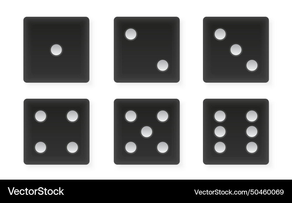 Black dice set collection of cubes Royalty Free Vector Image