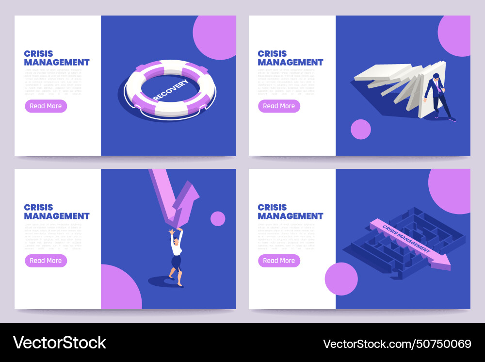 Crisis management concept set Royalty Free Vector Image