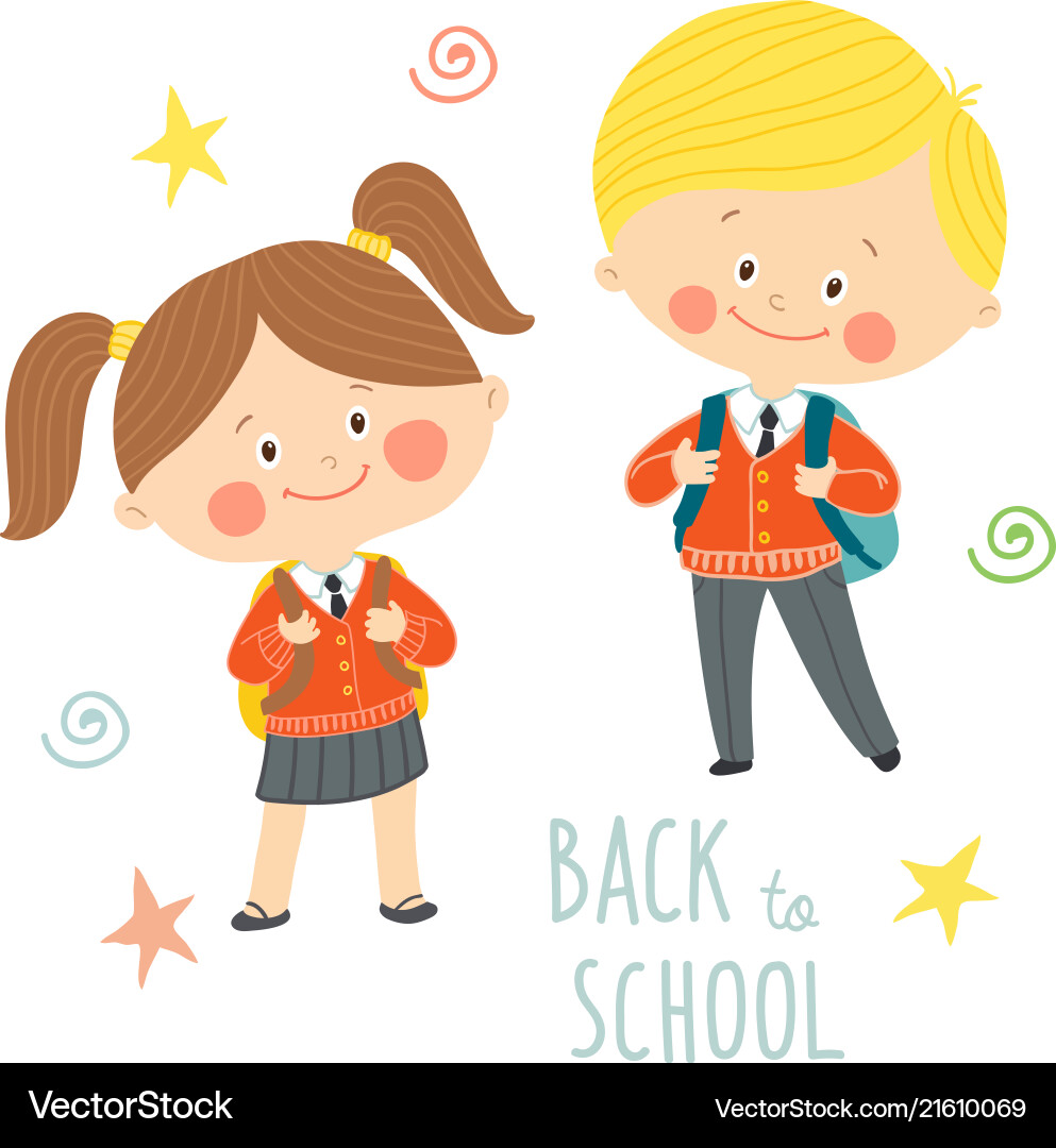 Funny hand drawn kids in school uniforms Vector Image