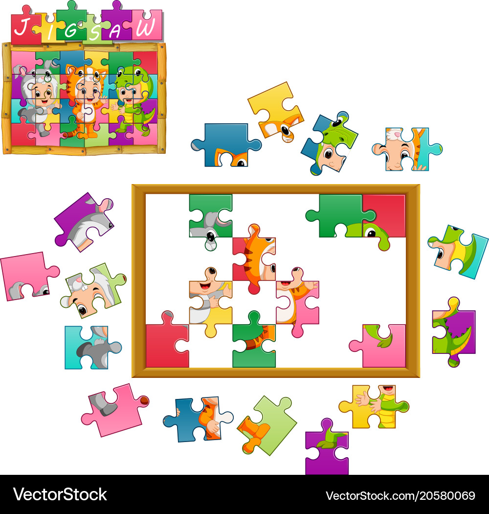 Jigsaw puzzle education game Royalty Free Vector Image