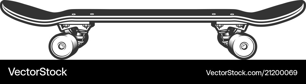 Monochrome sport skateboard side view template Vector Image