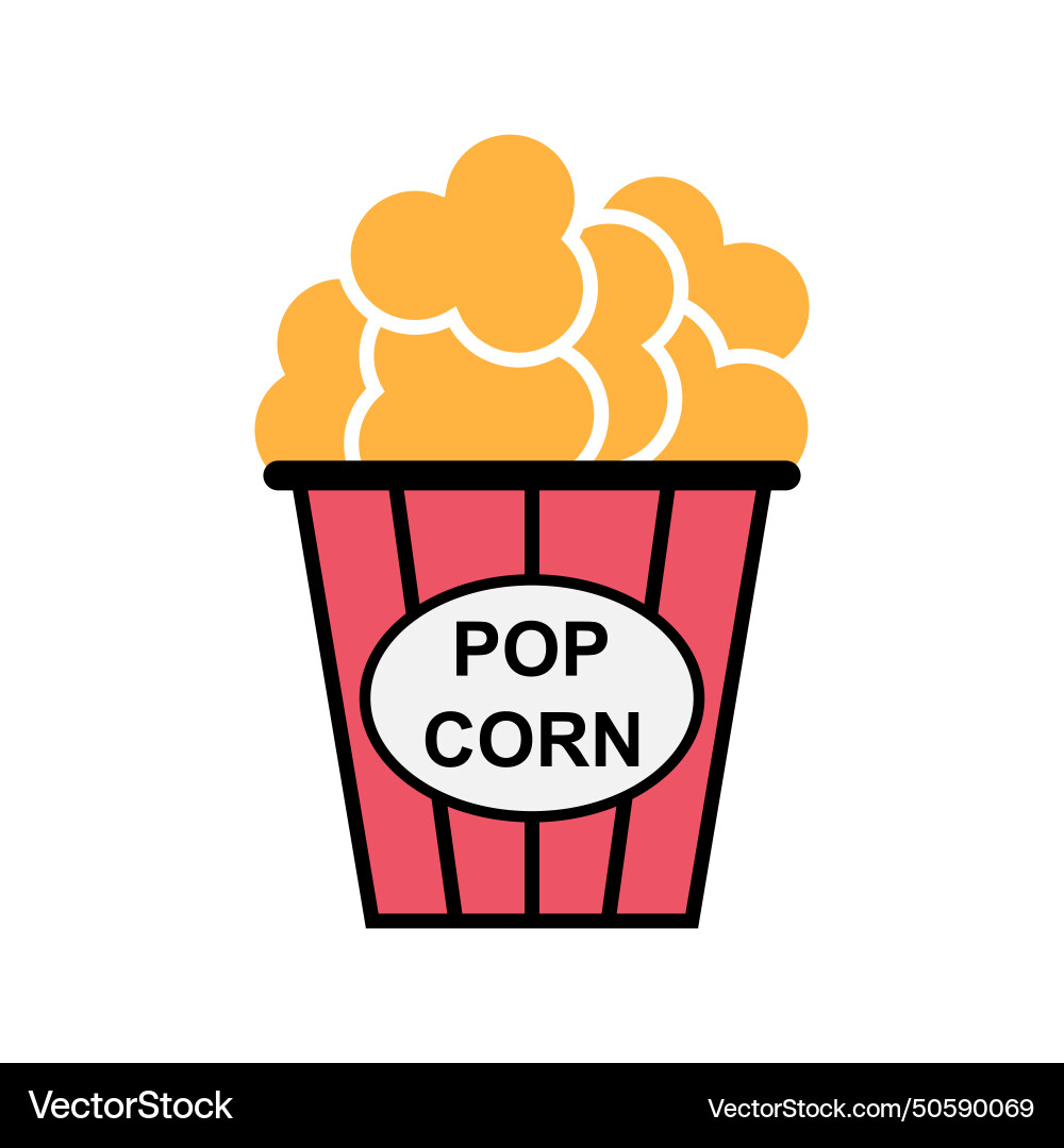 Popcorn food design icon web corn box snack flat Vector Image