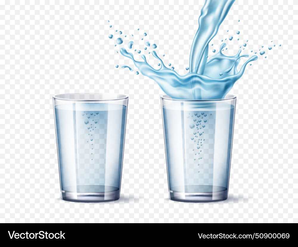 Realistic water glass 3d transparent standard Vector Image