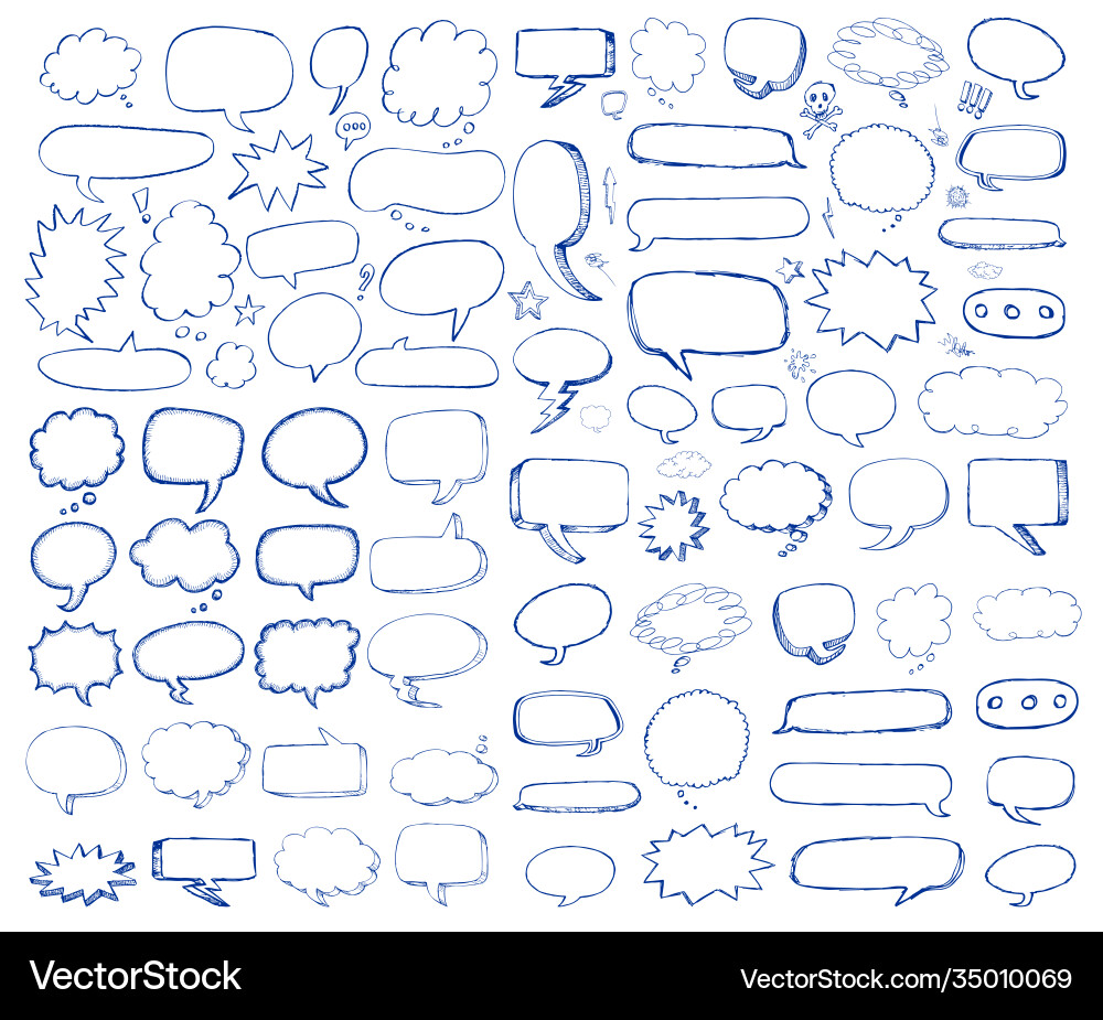 Speech Bubbles - Comic Doodles Royalty Free Vector Image