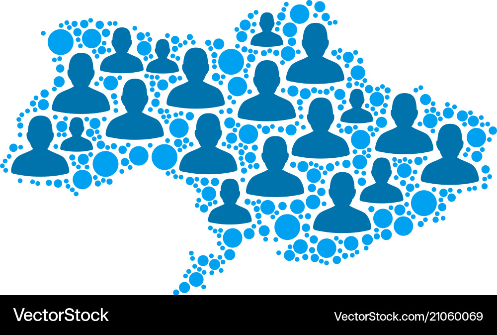 Ukraine map population demographics Royalty Free Vector