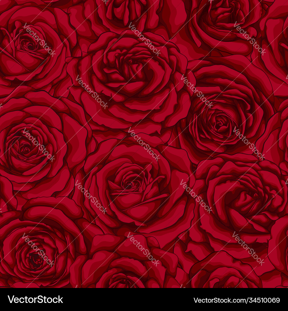 Vintage Red Rose Seamless Pattern Royalty Free Vector Image