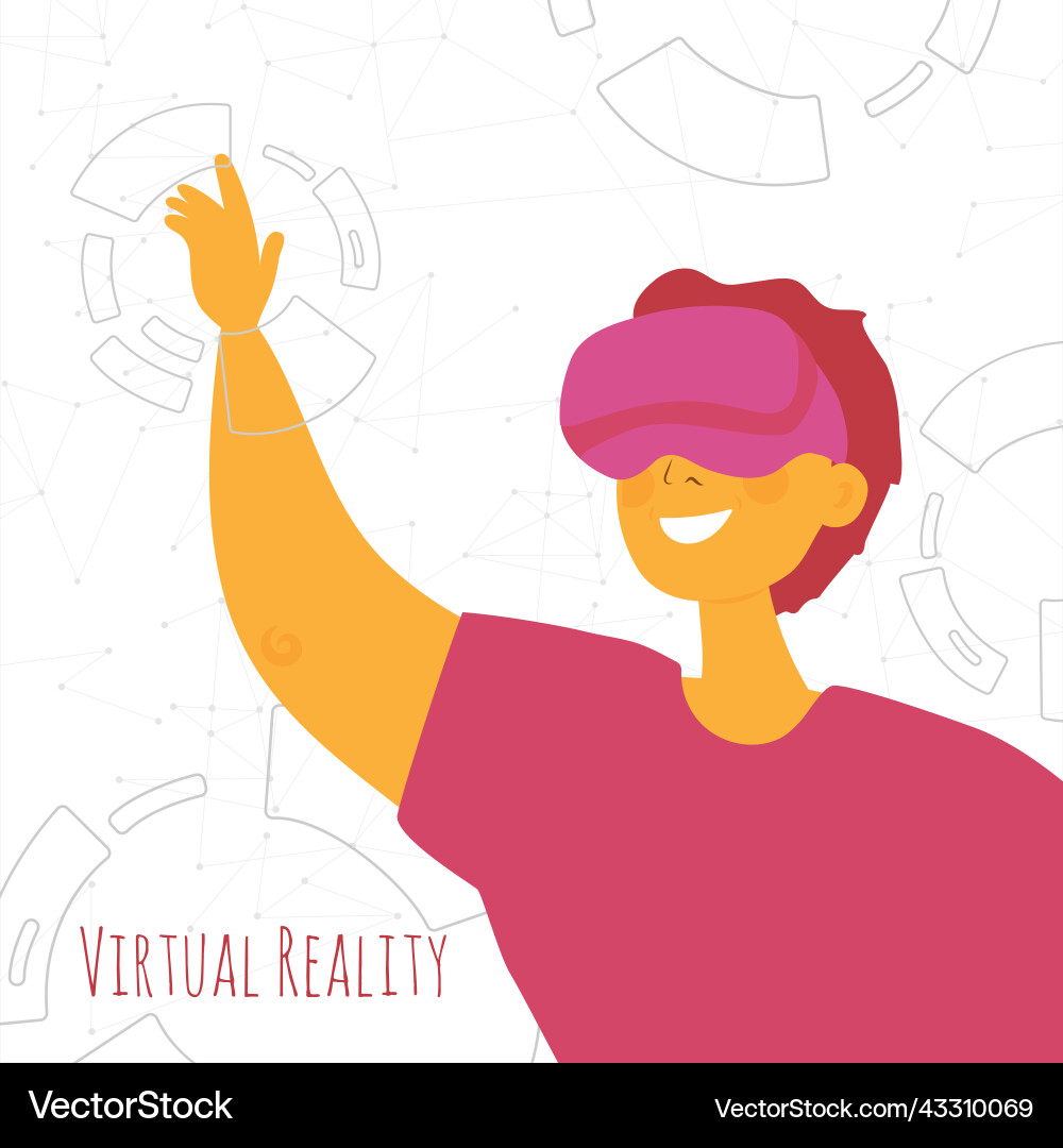 Vr virtual reality concept man wearing Royalty Free Vector