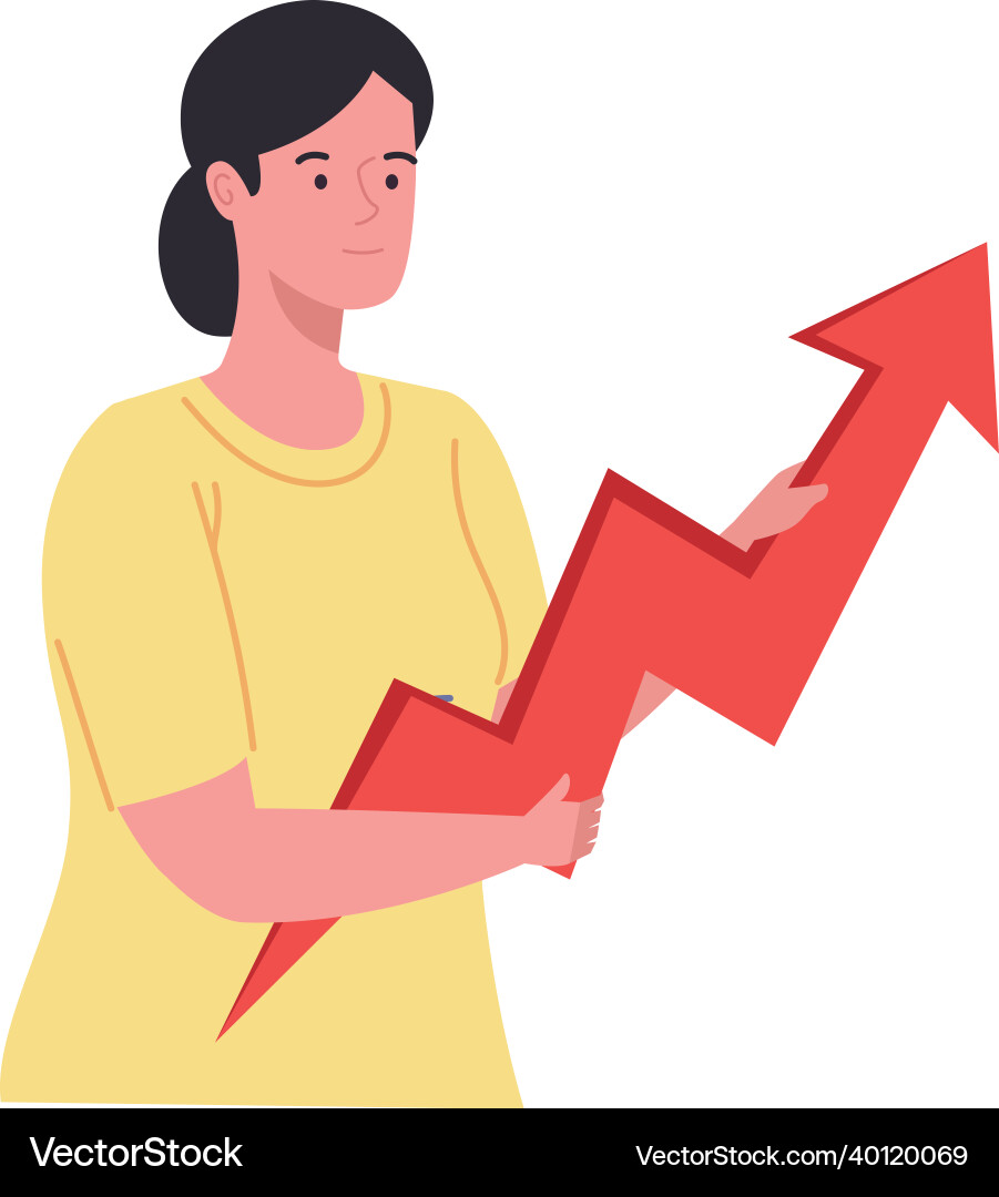 Woman lifting arrow up Royalty Free Vector Image