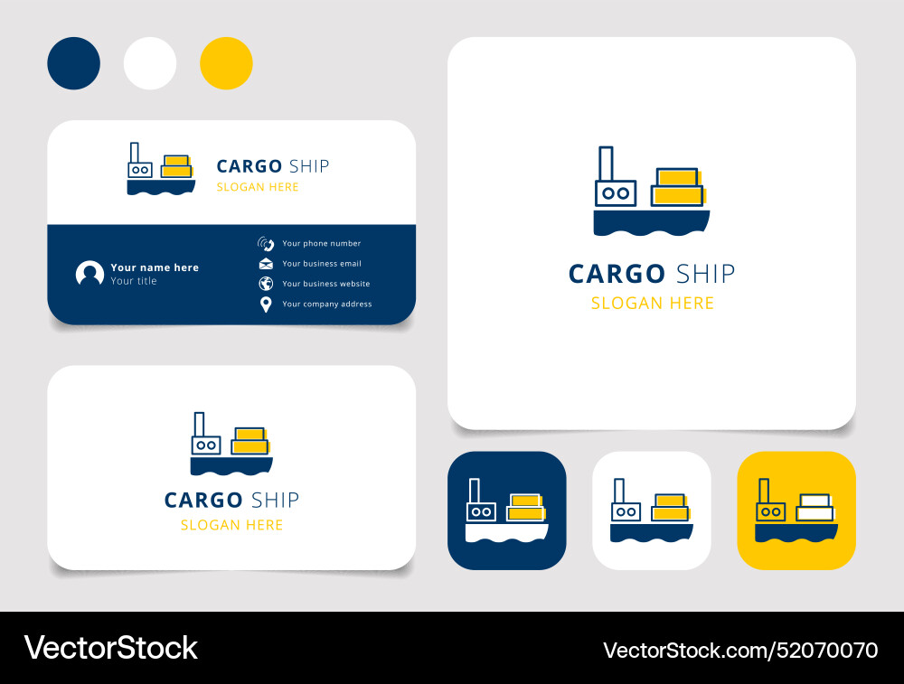 Cargo ship logo design for logistics Royalty Free Vector