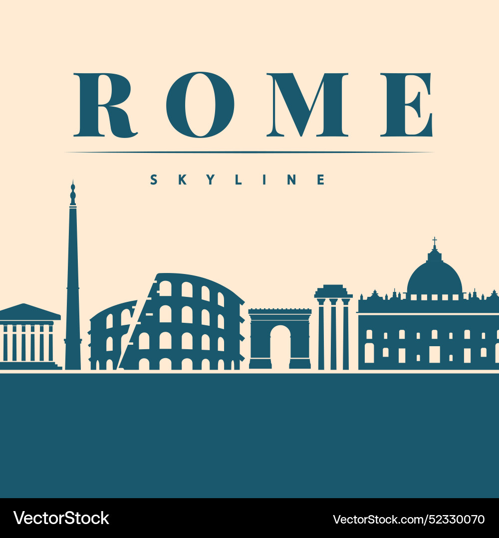 Flat blue skyline of rome Royalty Free Vector Image