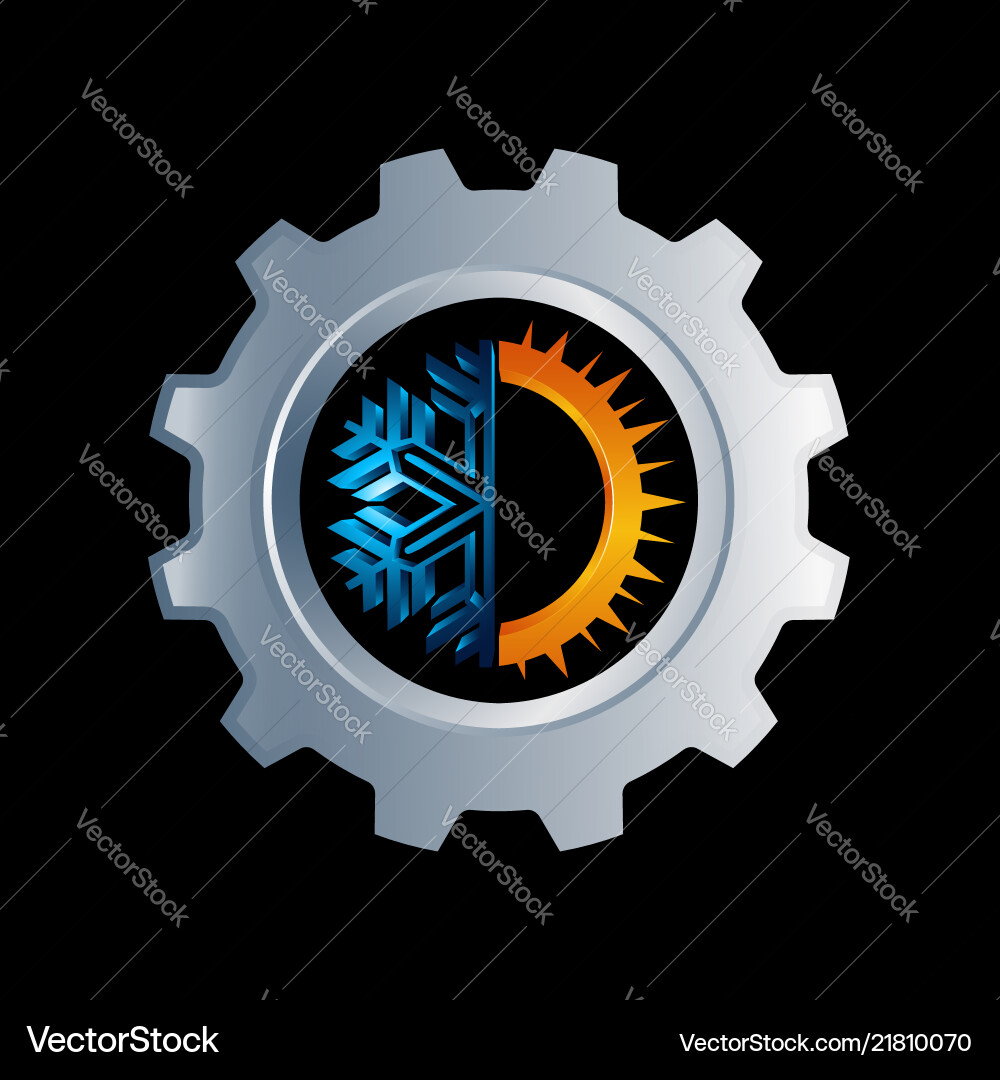 Gear hot and cold round sign logo temperature Vector Image