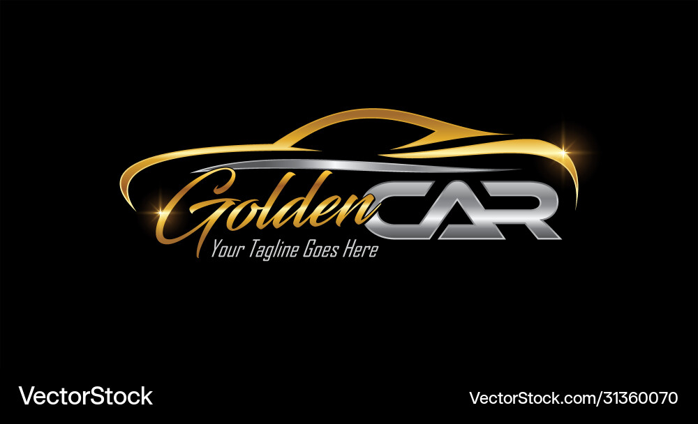 Golden car logo sign Royalty Free Vector Image