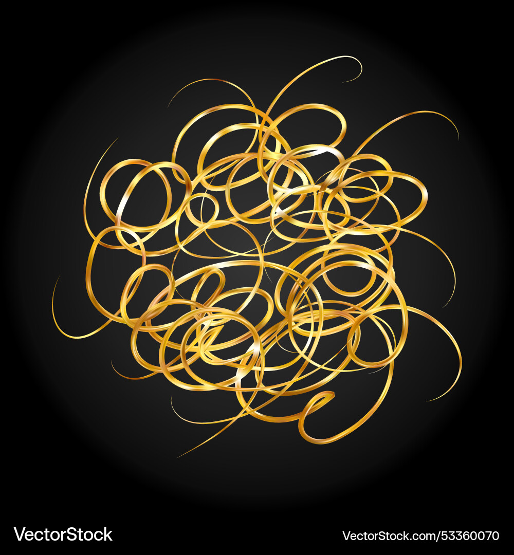 Golden doodle abstract line hand drawn curly Vector Image