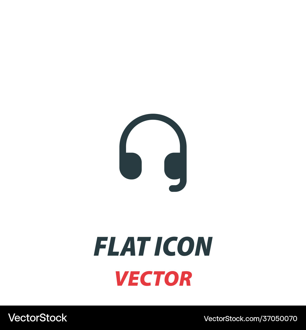 Headset icon in a flat style pictograph on white Vector Image