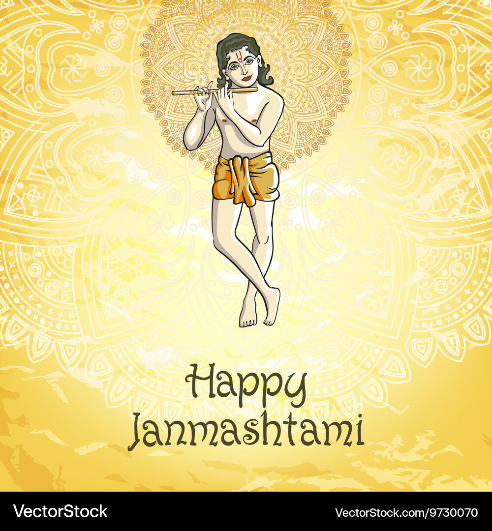 Krishna playing flute Royalty Free Vector Image