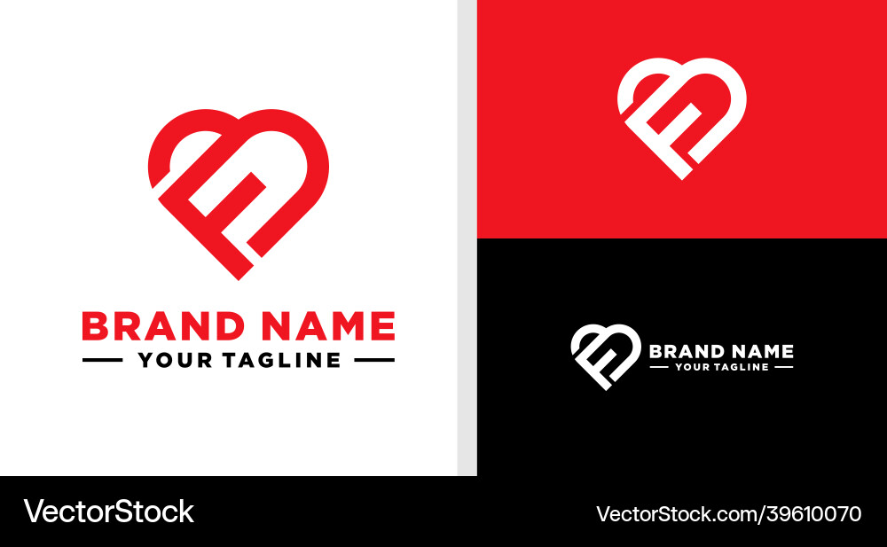 Buchstaben f Logo Liebe Form Monogramm editierbar Vektorbild