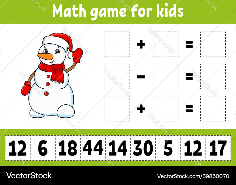 Math game for kids education developing worksheet Vector Image
