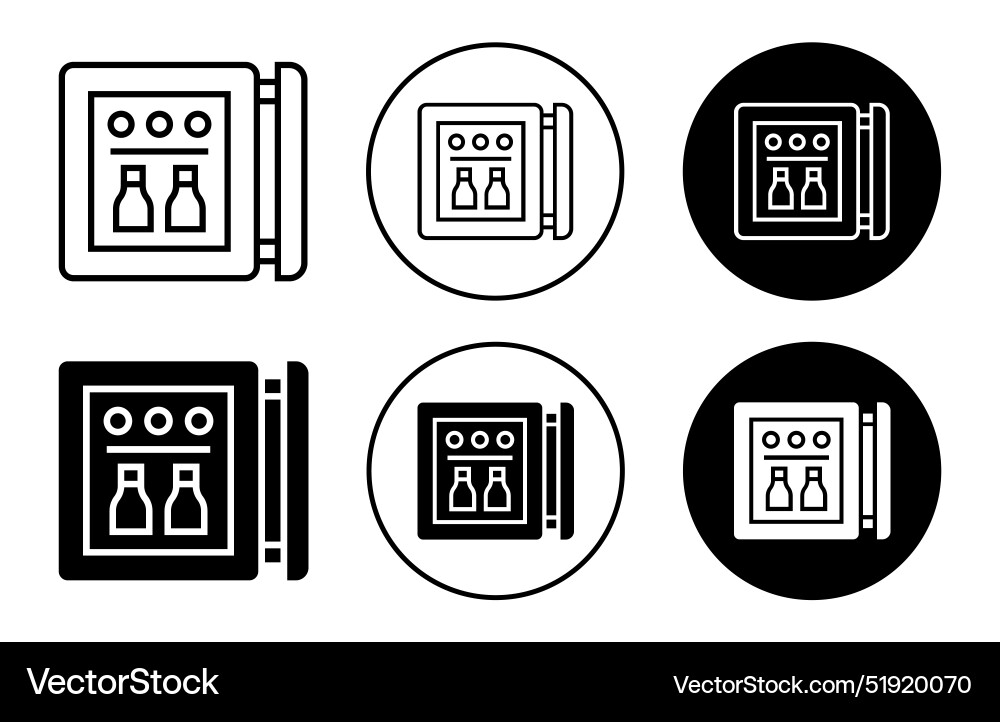 Mini bar icon collection of outline thin line Vector Image