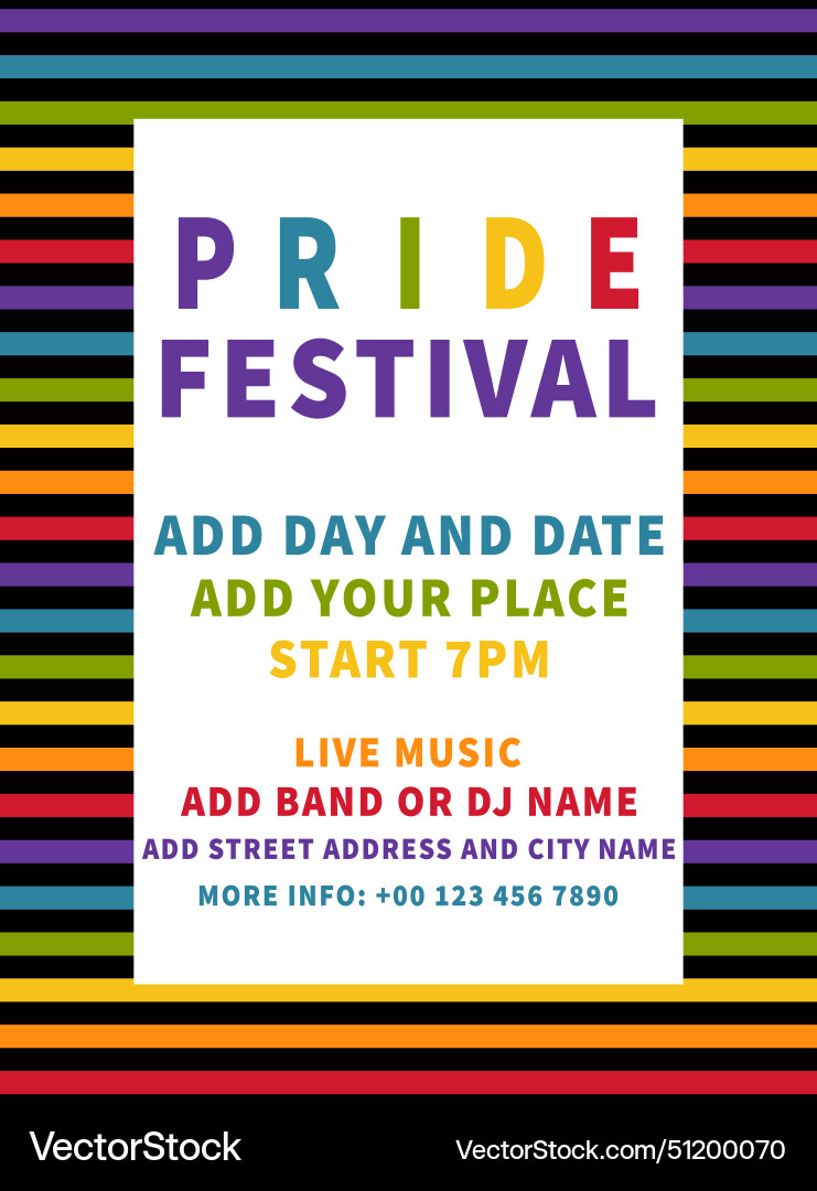 Pride festival flyer poster design Royalty Free Vector Image