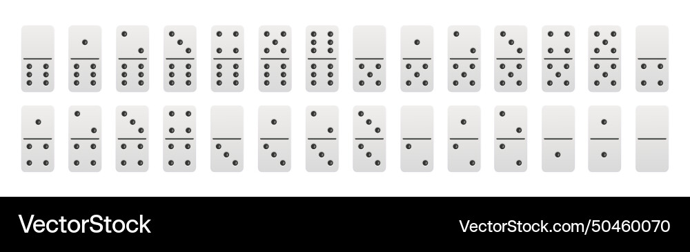 Realistic domino full set dominoes bones 28 Vector Image