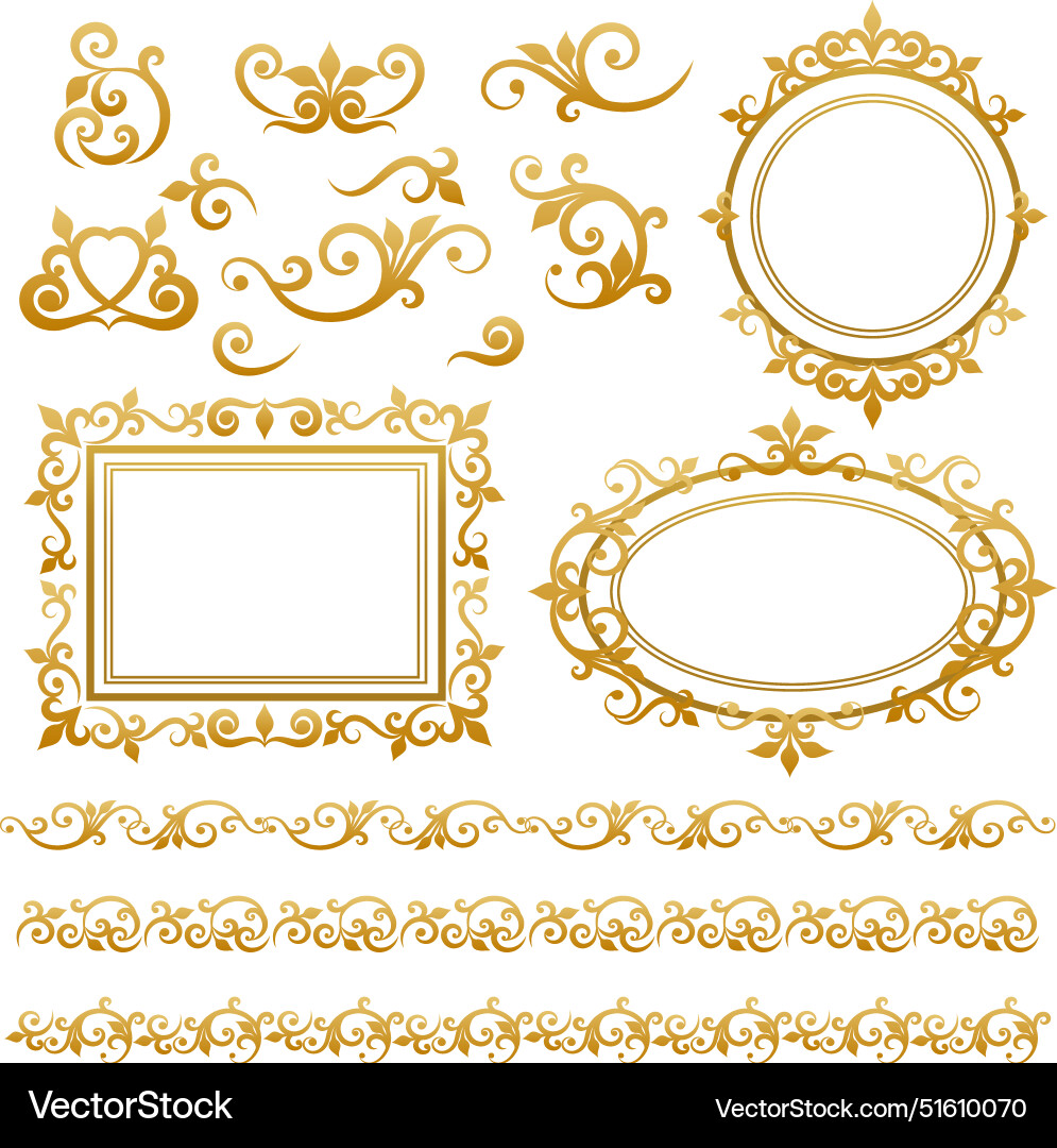 Victorian frames and vignette set Royalty Free Vector Image